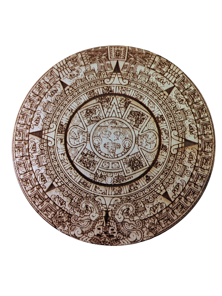 Aztec Calendar Wood Burned Altar Tile Medium – Leapin Lizards